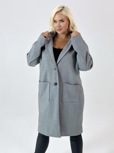 Szary klasyczny pudełkowy płaszcz Megan XXL OVERSIZE WIOSNA 809C-15555 ...